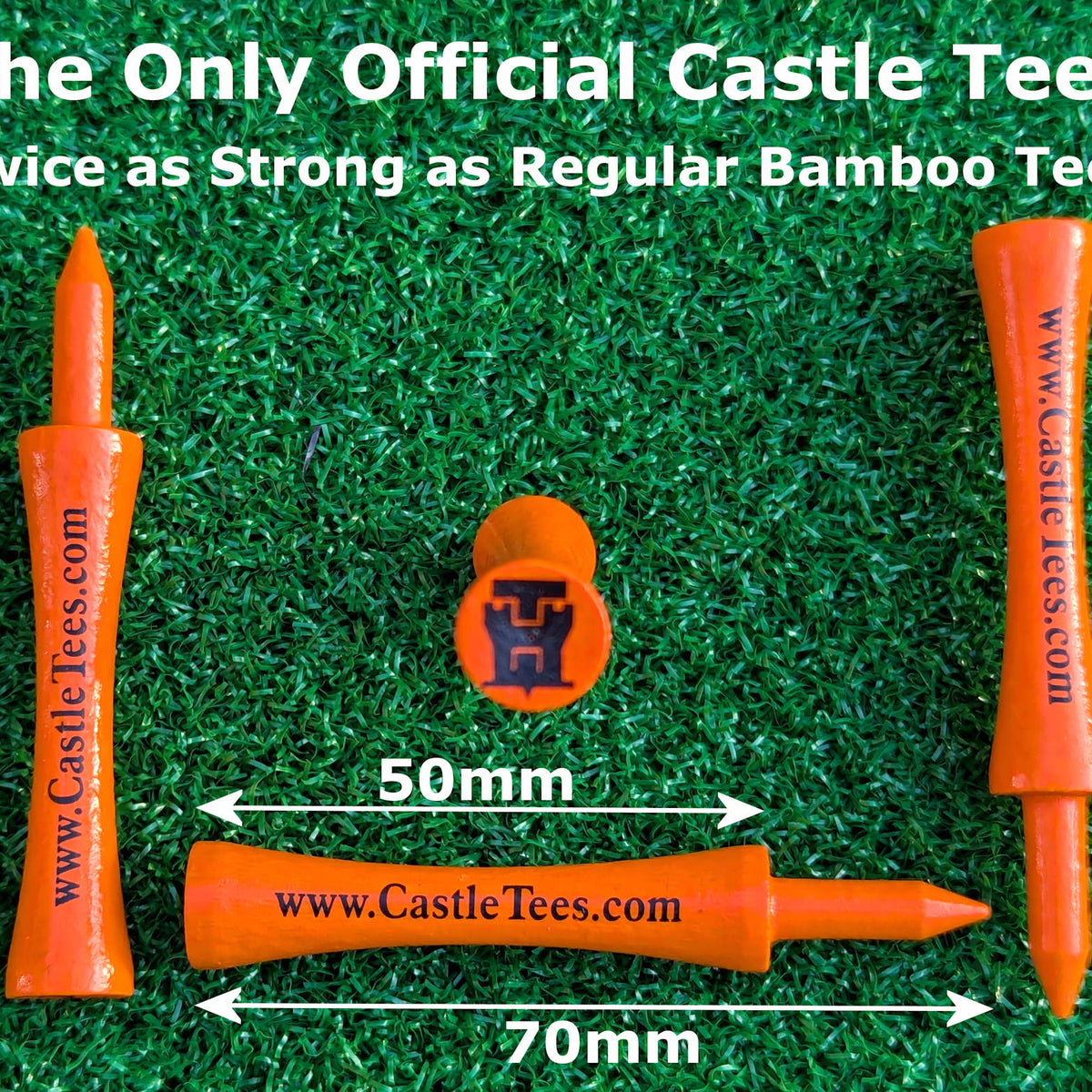 Orange Castle Tees – 40 x 70mm 2 ¾ inches Orange Premium Bamboo Golf T ...