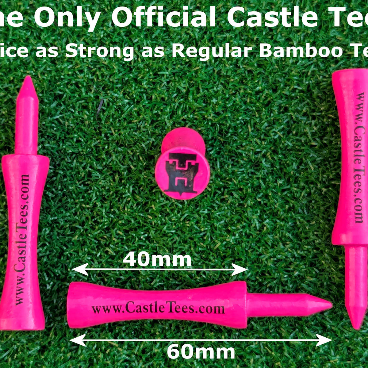 Pink Castle Tees – 40 x 60mm 2 1⁄3 inches Pink Premium Bamboo Golf Tee ...