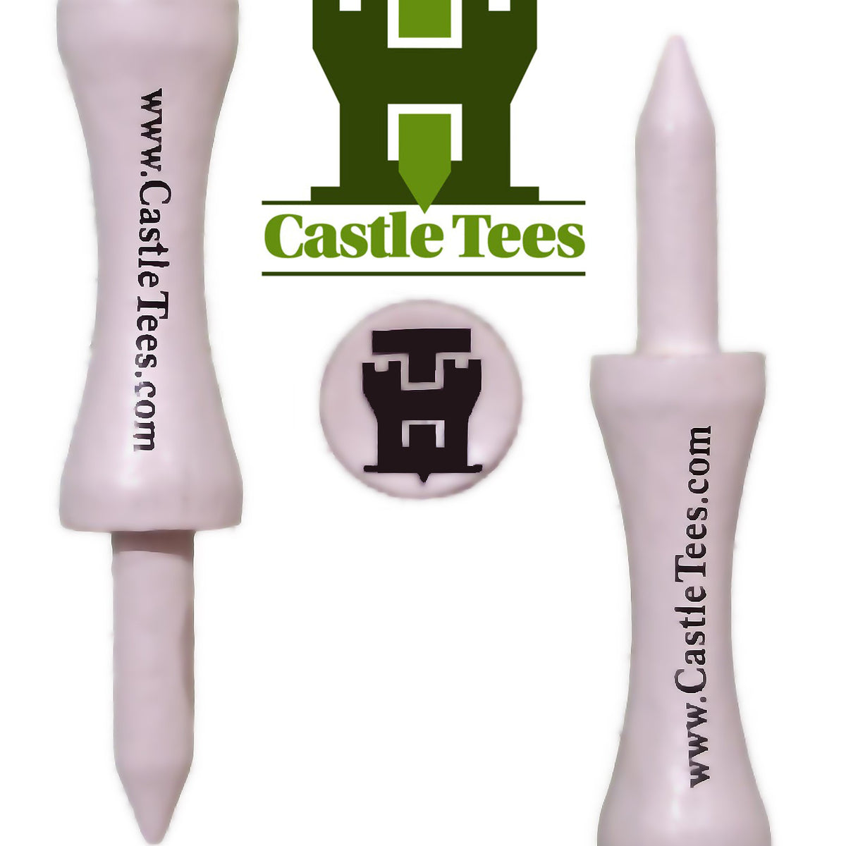 White Castle Tees – 40 x 51mm 2 inch White Premium Bamboo Golf Tees in ...